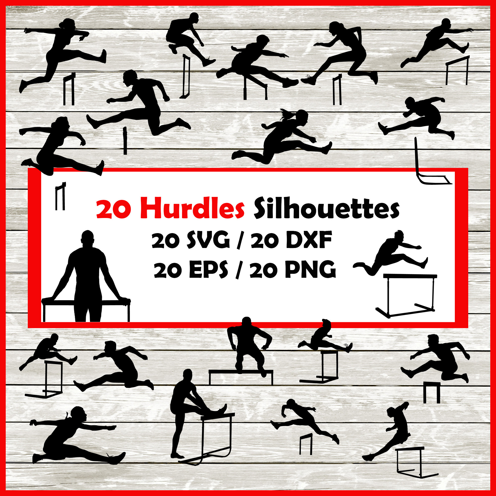Hurdles Silhouette Pack 20 Free Running Designs Digital Download 20 Png ...