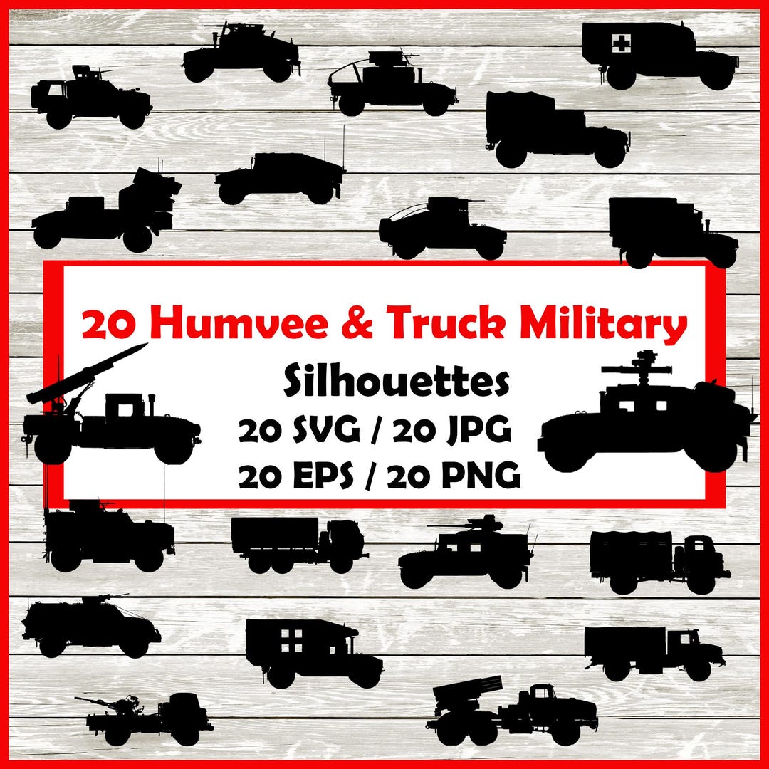 Humvee Silhouette Pack - 20 Designs | Digital Download | 20 Png ,SVG ...