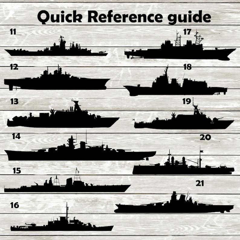Navy Ships Silhouette Pack - 21 Warship Designs Digital Download |21 ...