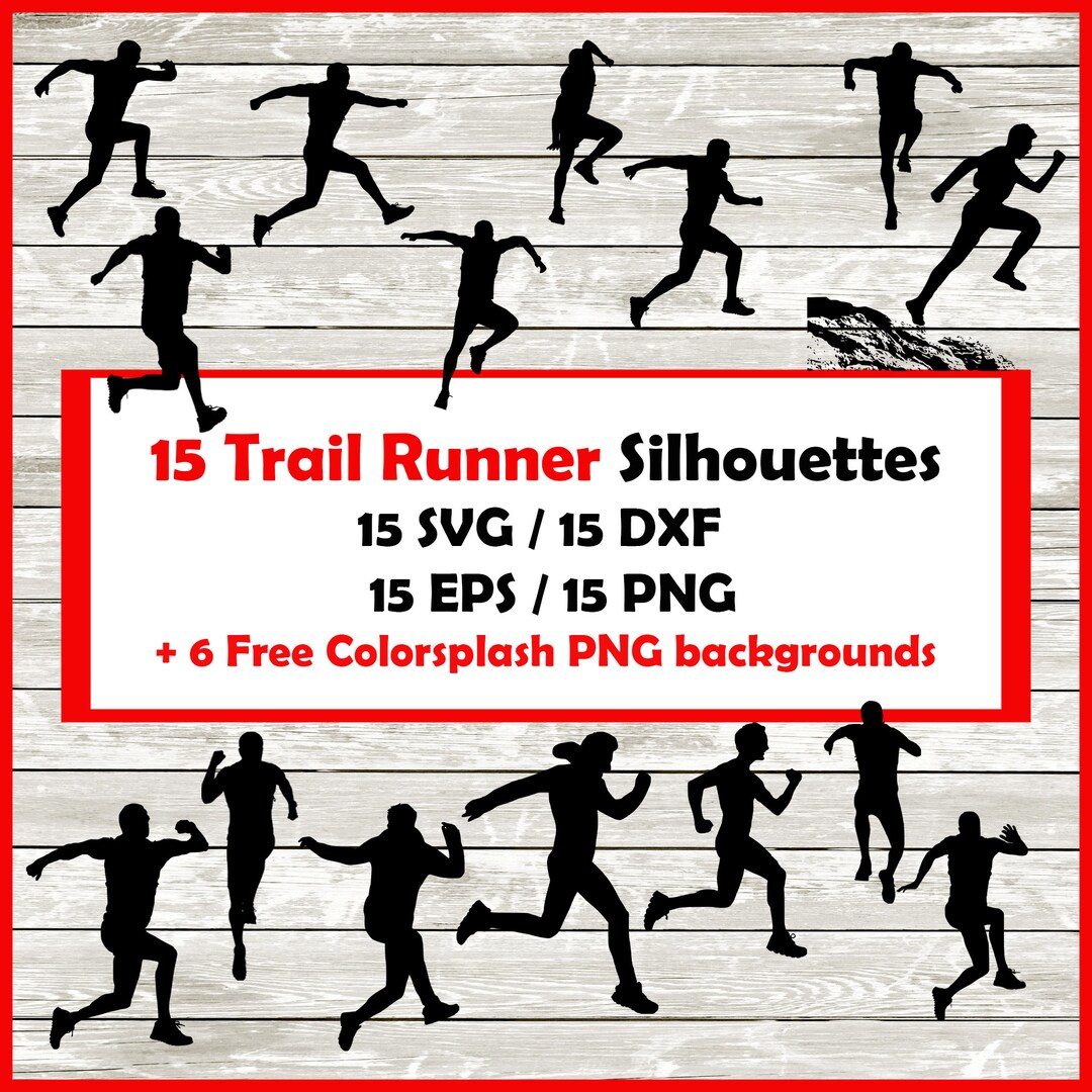 Trail Runner Silhouette Pack - 15 Runner Designs Digital Download |15 ...