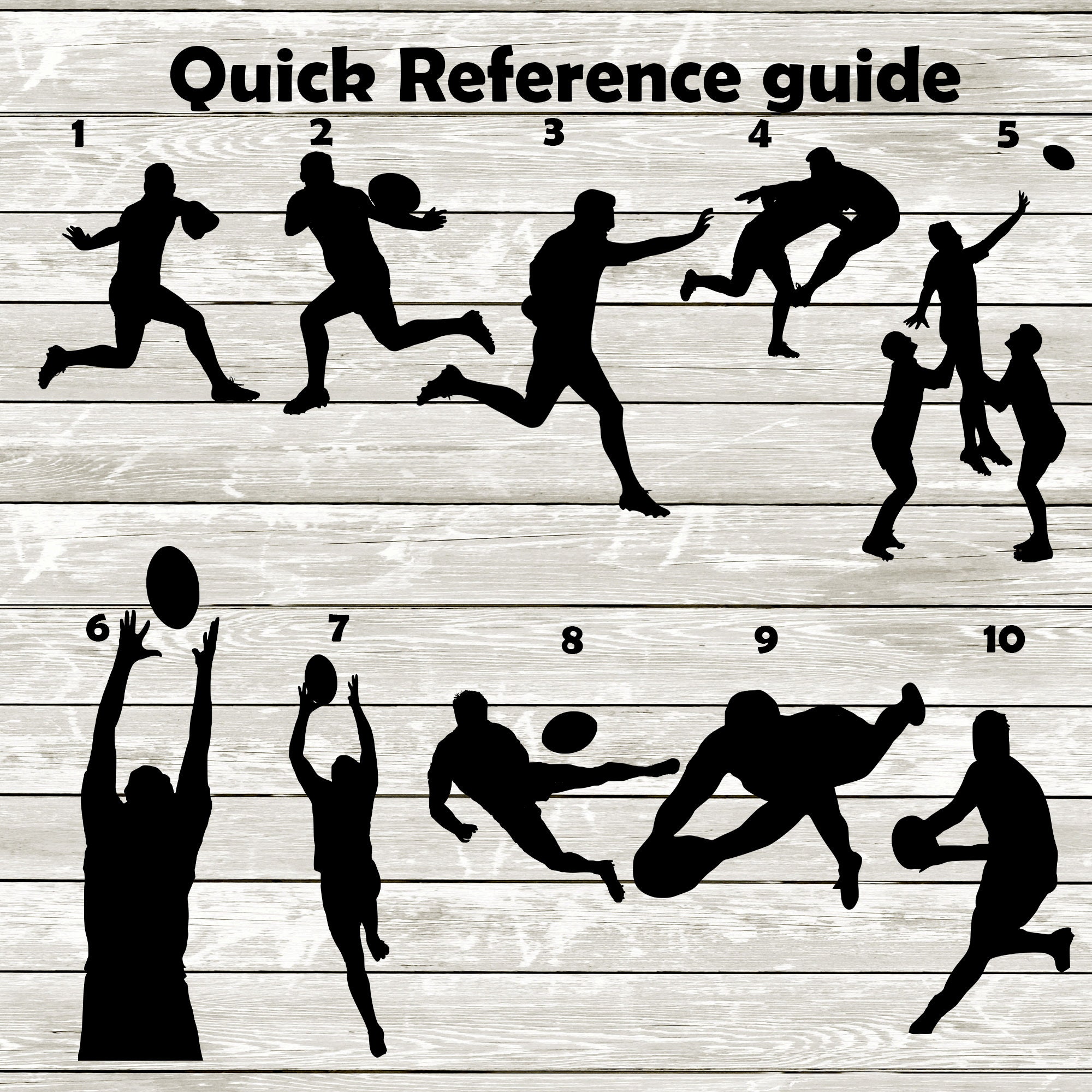 Rugby Silhouette Pack - 20 Rugby Player Designs Digital Download |20 ...