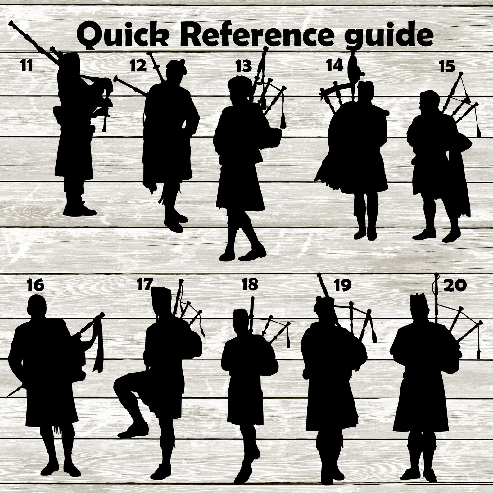 Bagpipe Silhouette Pack - 20 Bagpiper Designs | Digital Download |20 ...