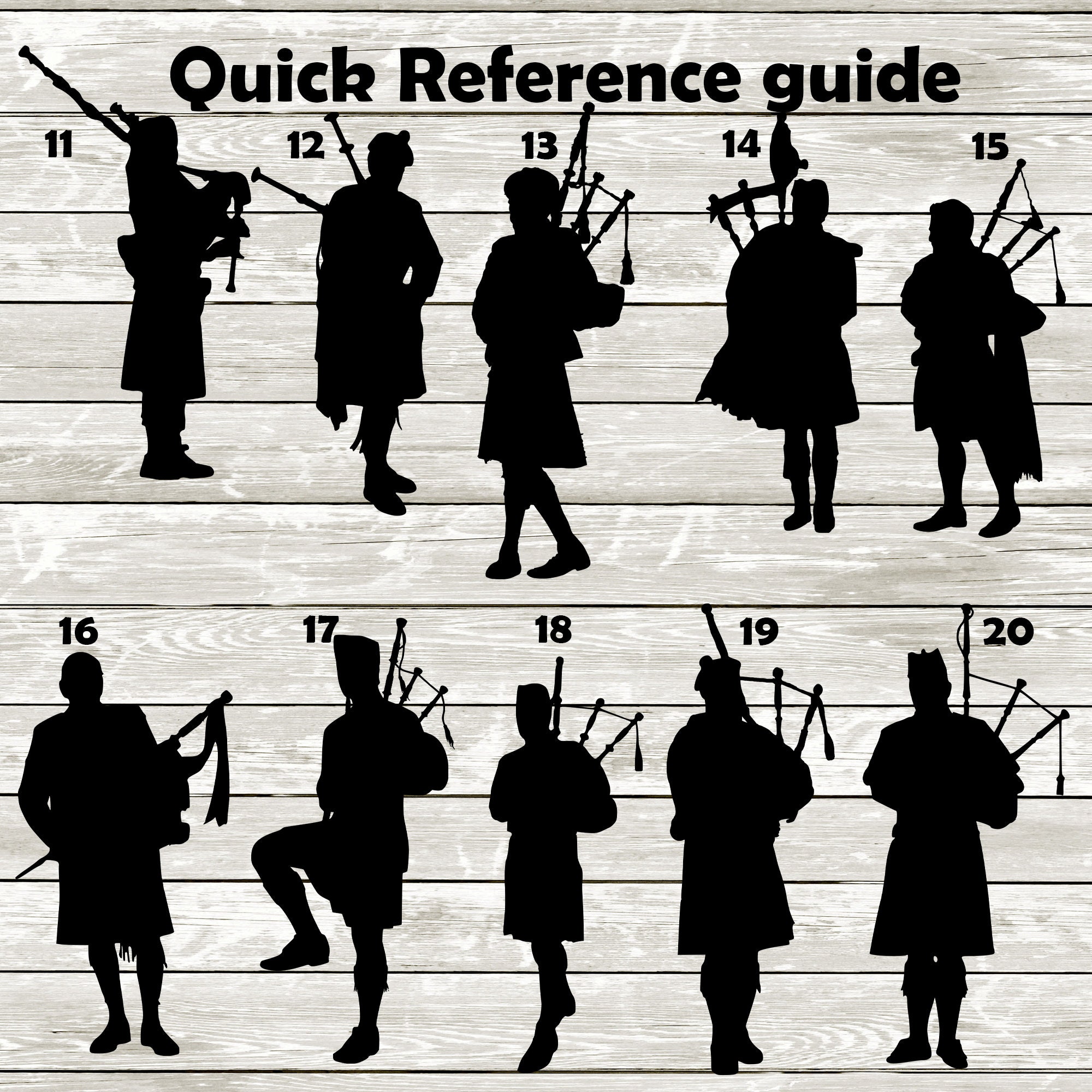 Bagpipe Silhouette Pack 20 Bagpiper Designs Digital - Etsy