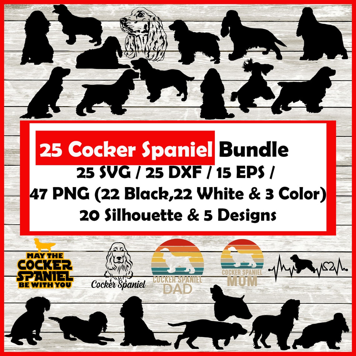 Cocker Spaniel Bundle Pack 25 Designs Digital Download | Etsy