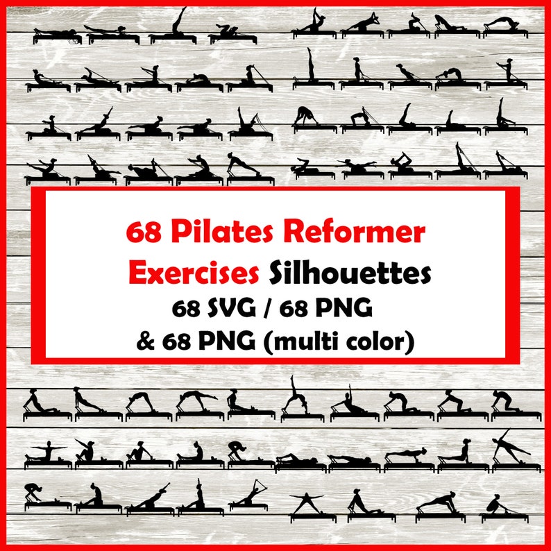 Reformer Pilates Fitness Silhouette 68 Designs Digital Download SVG ...