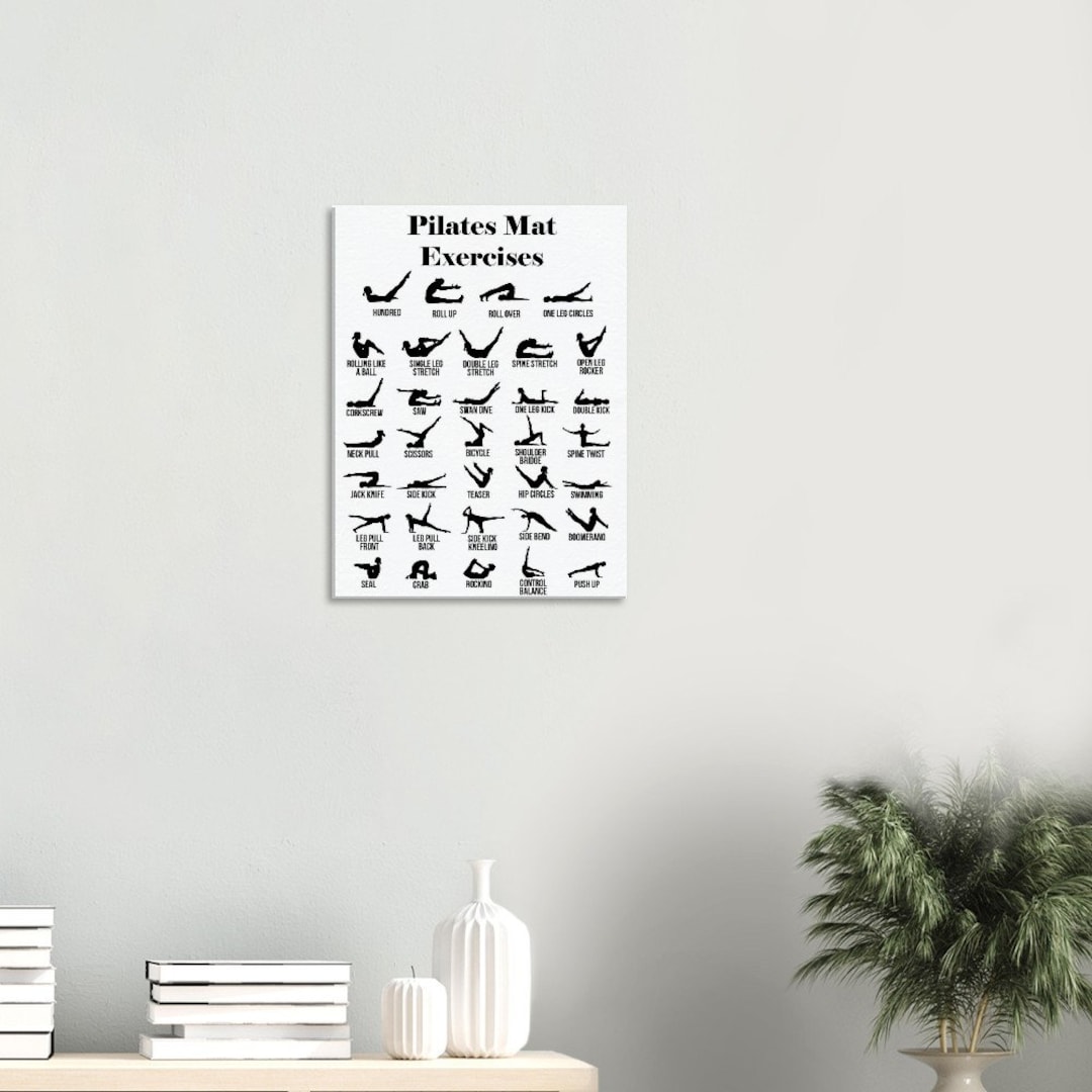 Pilates Poster 34 Pilates Mat Exercises Canvas Wall Decor Pilates ...
