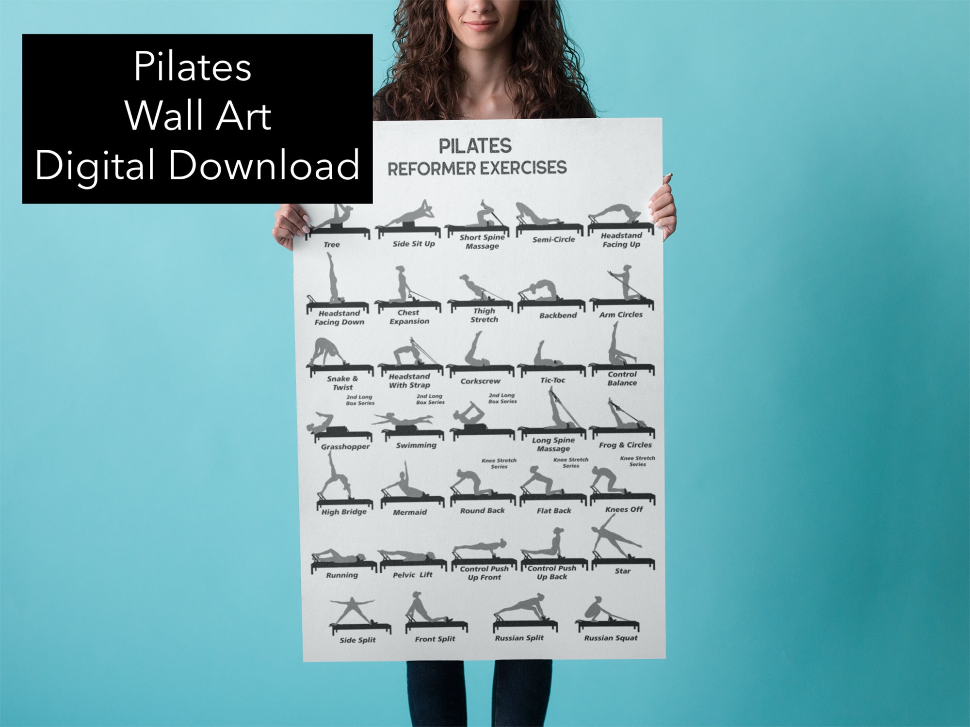 Pilates Reformer Poster 68 Pilates Move home Pilates Studio - Etsy
