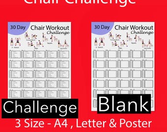 30 Day Chair Workout Challenge Printable | Chair Yoga Guide | 10 Mins ...