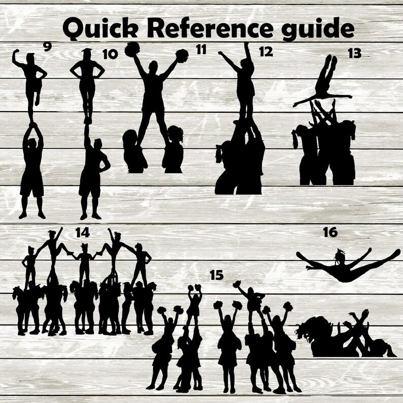 Cheerleader Silhouette Pack -23 Cheerleader Stunt Designs Digital ...