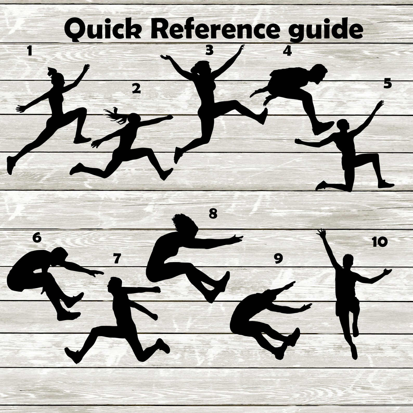 Long Jump / Triple Jump Silhouette Pack - 10 Jump Designs Digital ...