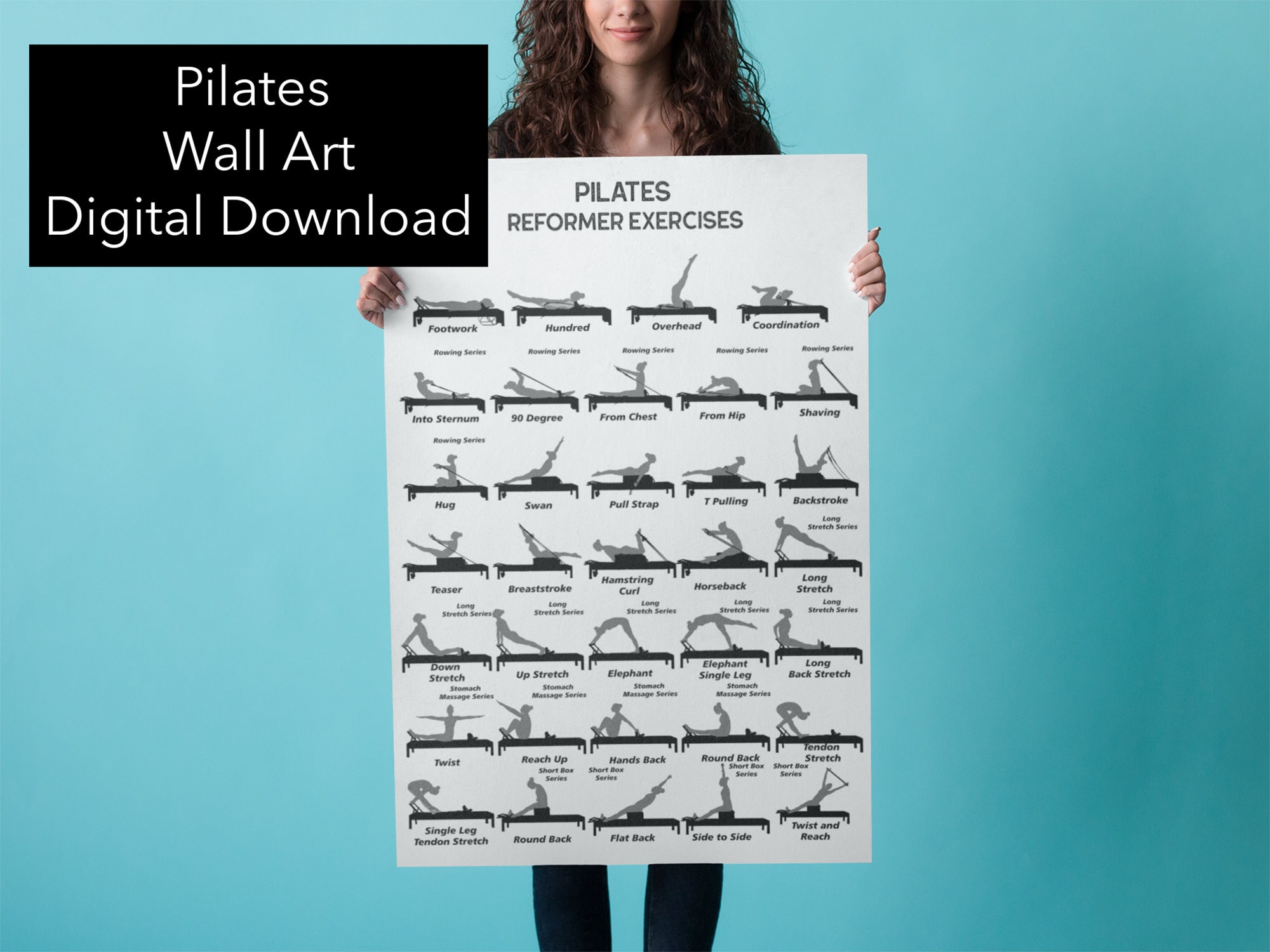Pilates Reformer Poster 68 Pilates Move home Pilates Studio - Etsy