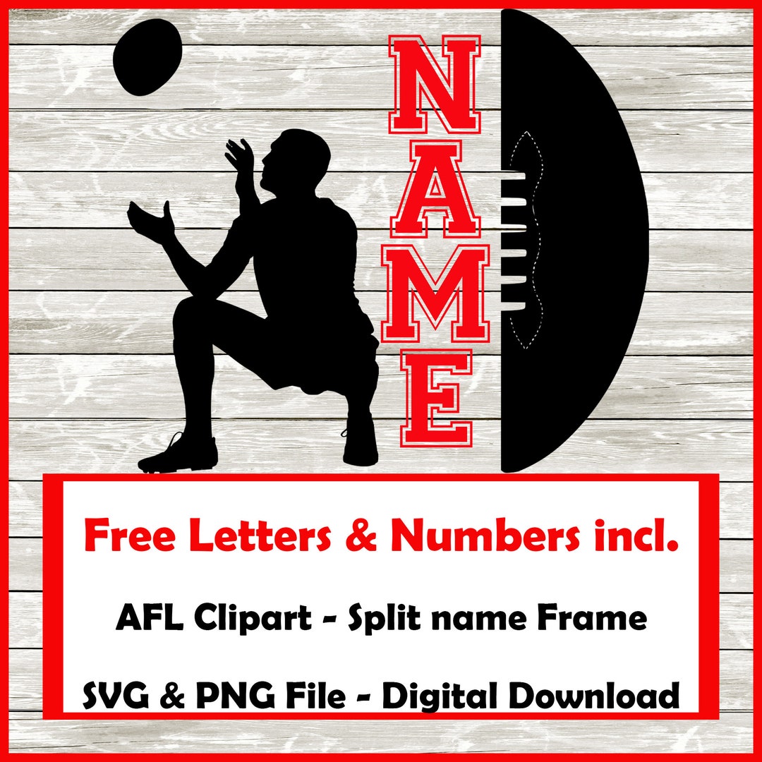 Australian Football League - AFL Clipart: Black Split Name Frame Ball ...