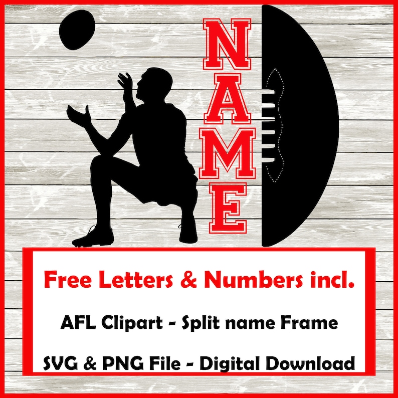 Australian Football League AFL Clipart: Black Split Name Frame Ball and ...
