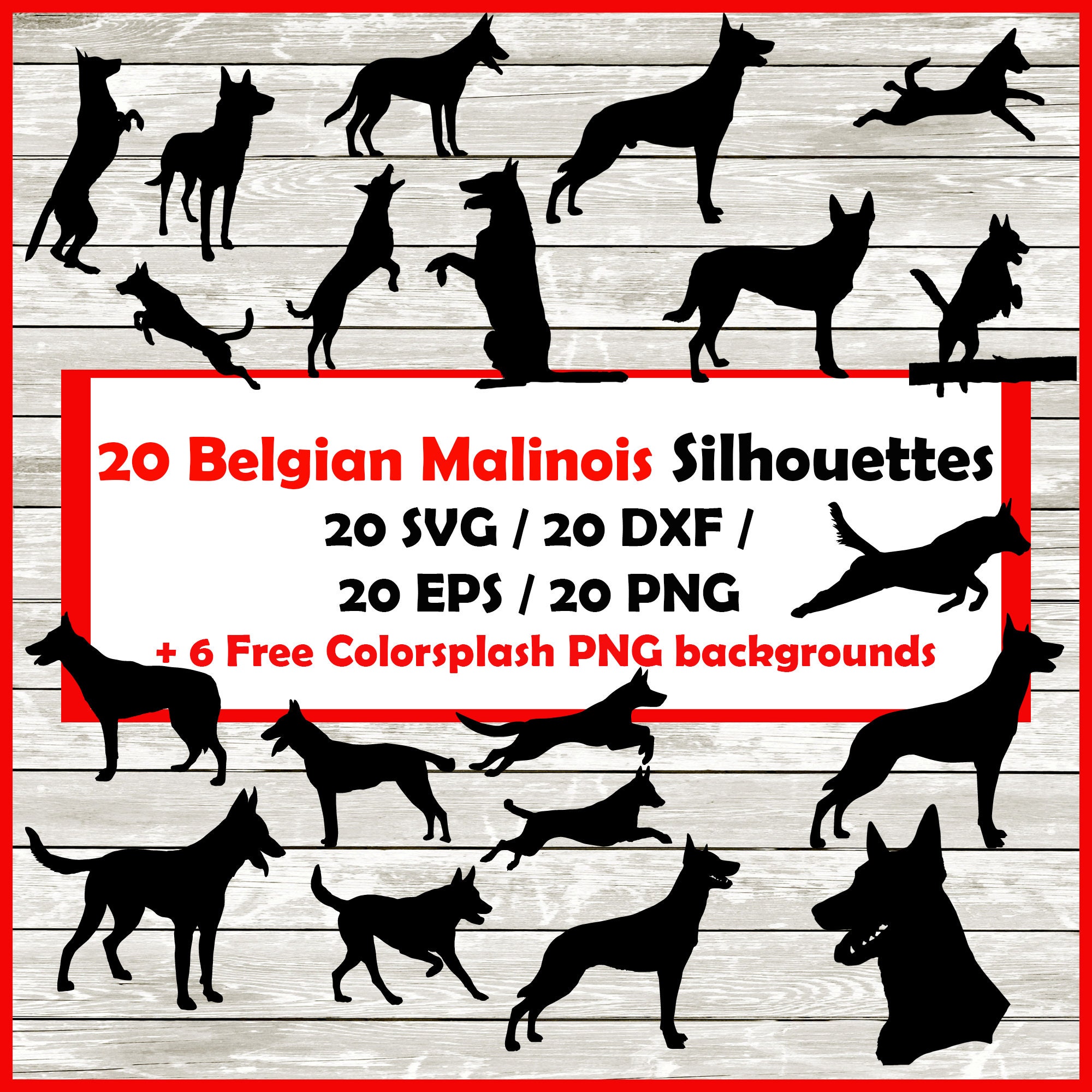 Belgian Malinois Silhouette Pack - 20 Designs | Digital Download |20 ...