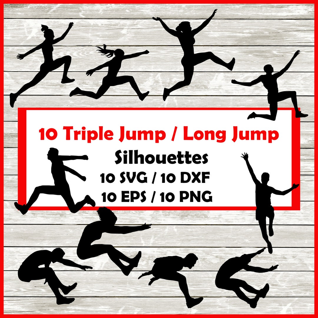 Long Jump / Triple Jump Silhouette Pack - 10 Jump Designs Digital ...