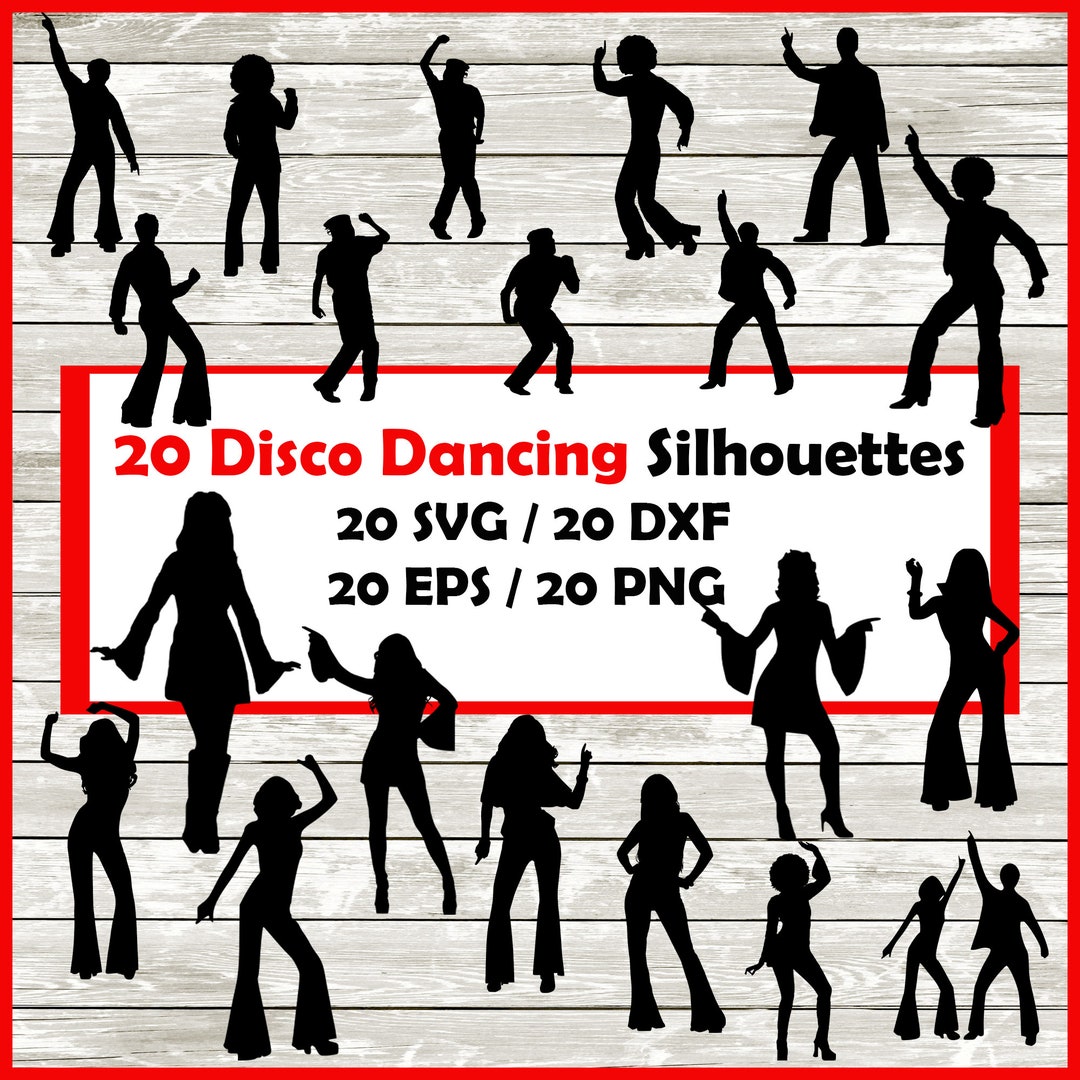 Disco Silhouette Pack - 20 Disco Dancing Designs Digital Download |20 ...