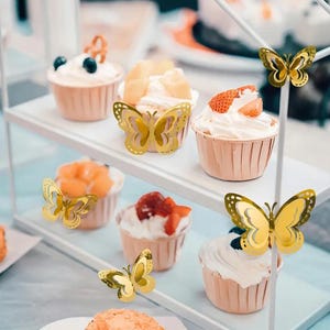 12pcs Gold Butterfly Cake Topper Set, Cake Decoration, Cupcake Topper ...