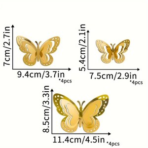 12pcs Gold Butterfly Cake Topper Set, Cake Decoration, Cupcake Topper ...