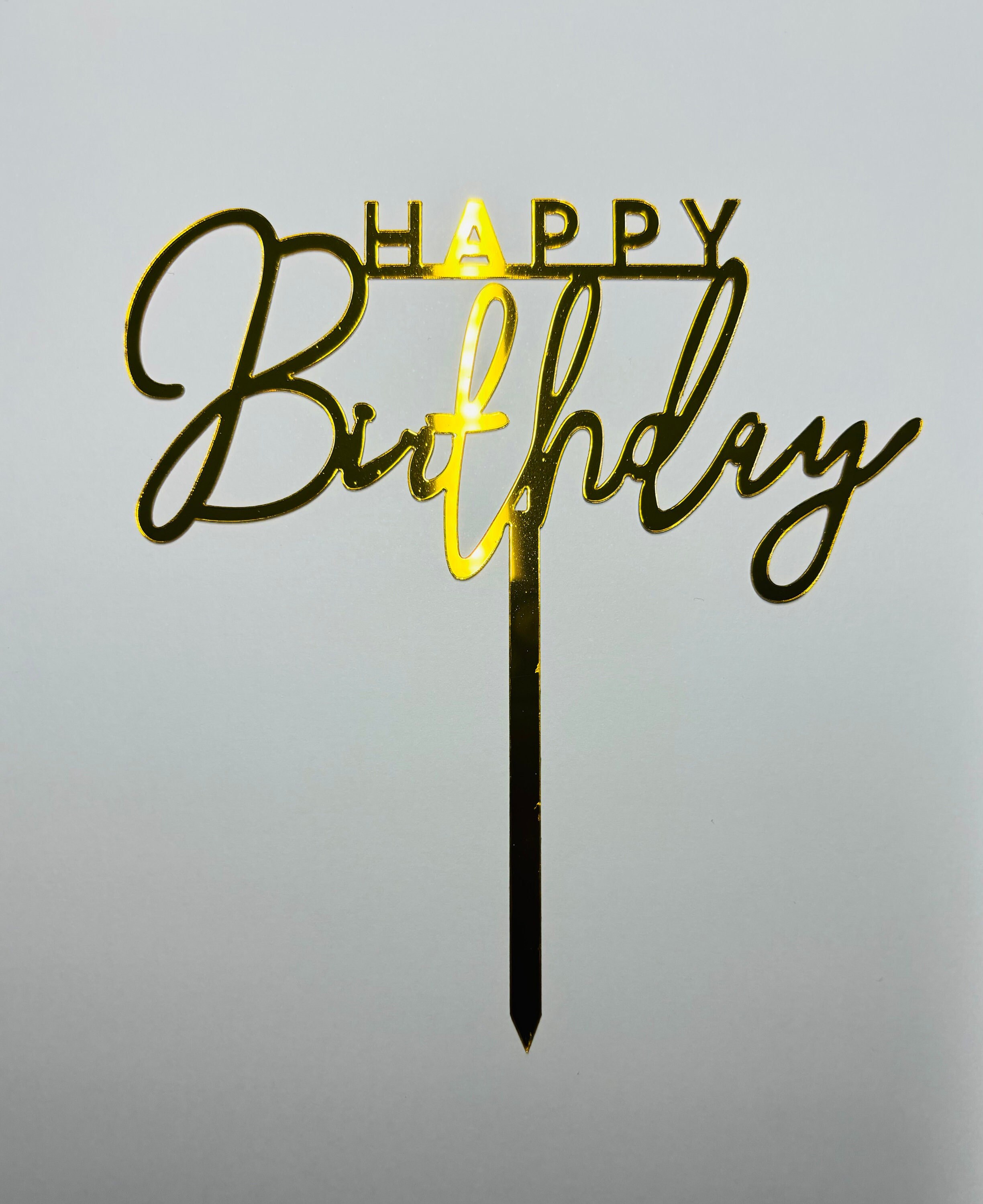 Happy Birthday Gold Mirror Acrylic Cake Topper Decoration Plastic ...