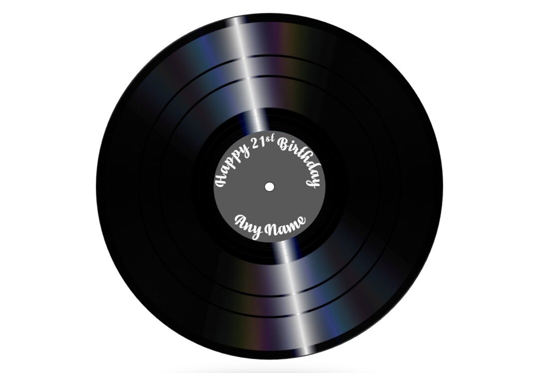 Old Vinyl Music Record Personalised Edible Round Cake Topper Printed on ...