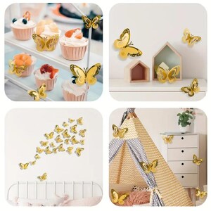 12pcs Gold Butterfly Cake Topper Set, Cake Decoration, Cupcake Topper ...