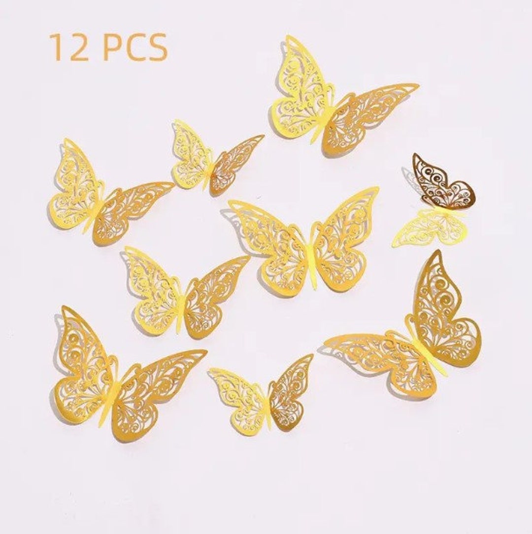 12pcs Gold Butterfly Cake Topper Set, Cake Decoration, Cupcake Topper ...