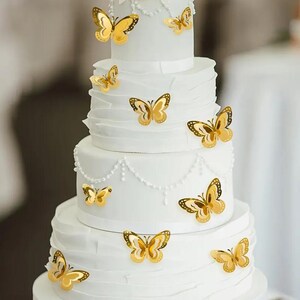 12pcs Gold Butterfly Cake Topper Set, Cake Decoration, Cupcake Topper ...