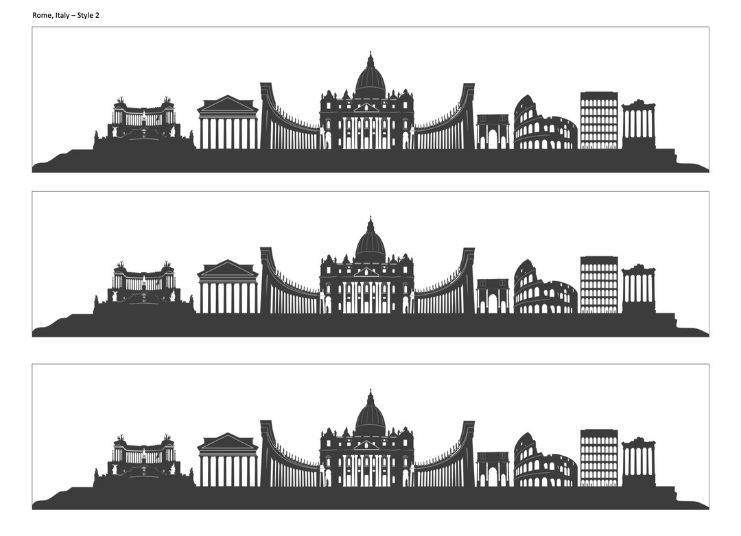 2 or 3 Strips Rome Italy Skyline Silhouette Edible Icing Printed Cake ...