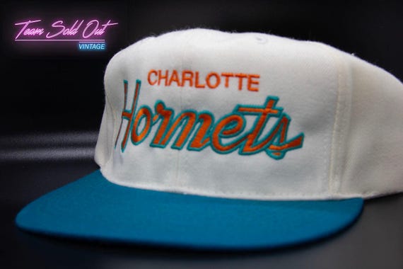 Vintage Charlotte Hornets Double Script Snapback Hat … - Gem