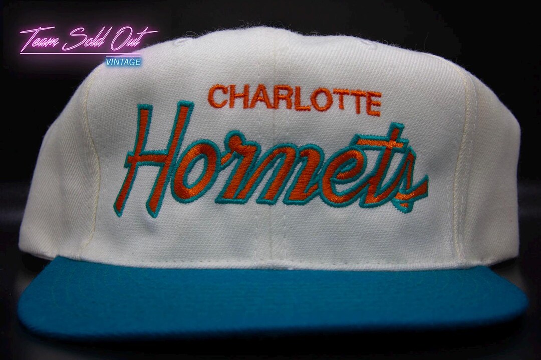 Vintage Charlotte Hornets Double Script Snapback Hat NBA - Etsy