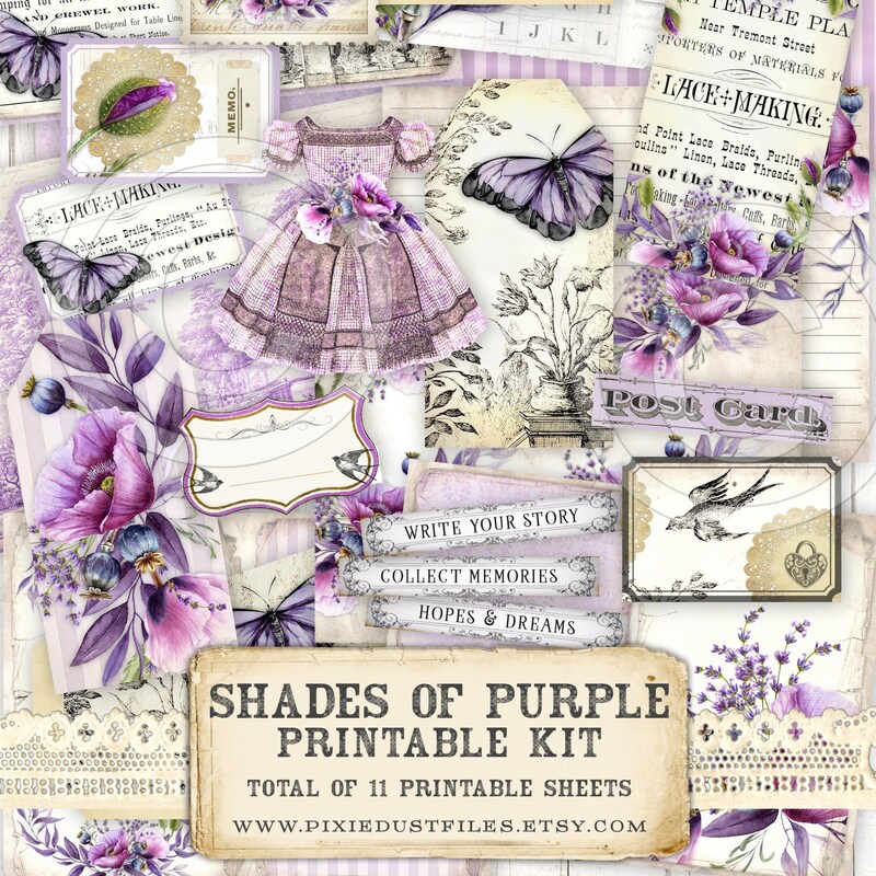Purple Collage Kit - Etsy