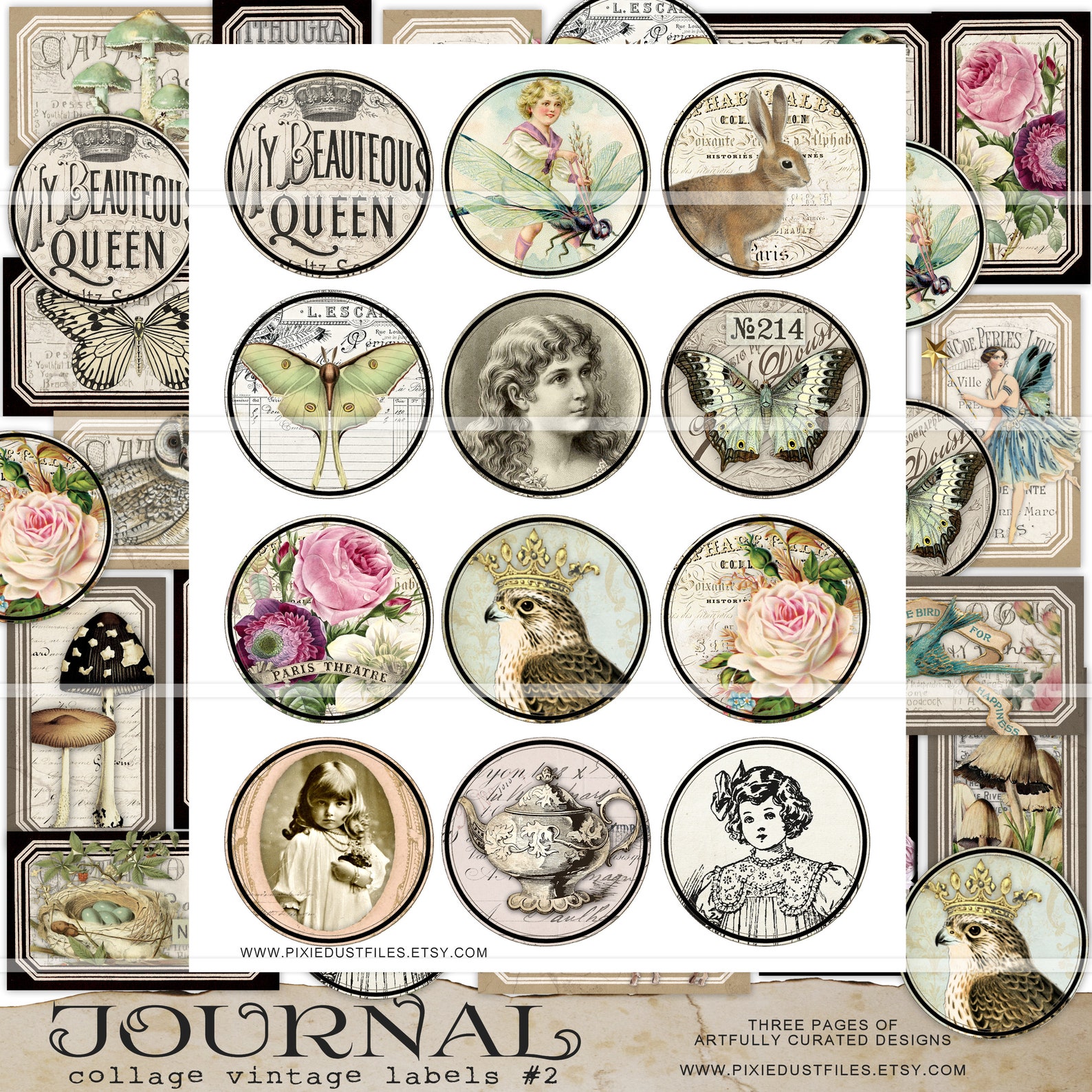 Printable Junk Journal Labels Vintage Ephemera Printable - Etsy