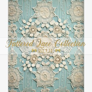 Blue Tattered Lace Printable Paper, Vintage Lace Digital Junk Journal ...