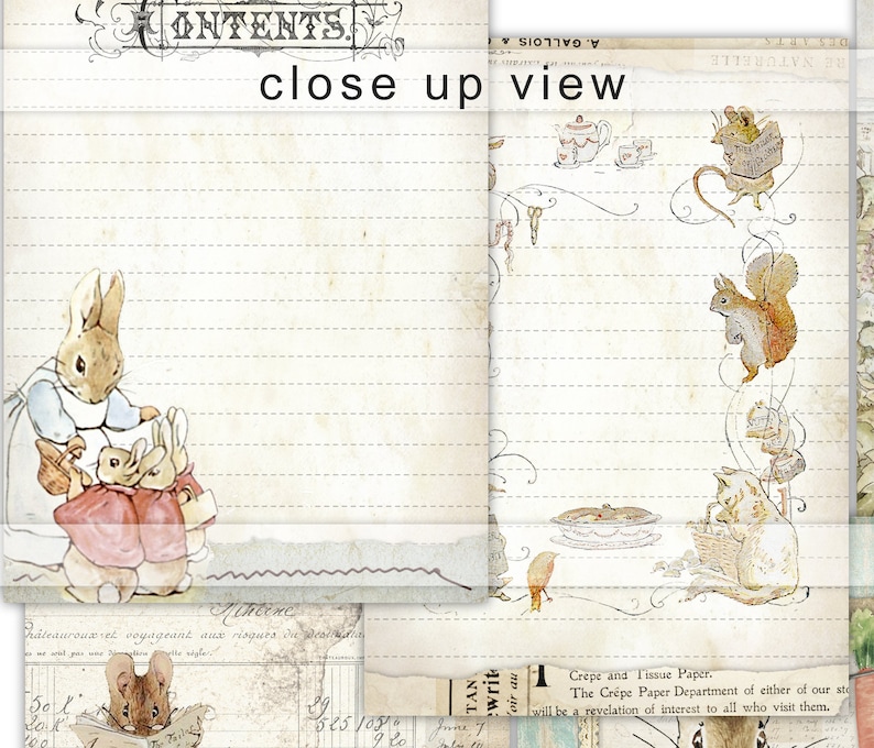 Peter Rabbit Junk Journal Kit Printable Pages Beatrix Potter | Etsy