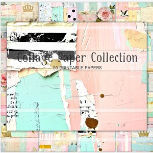 Collage Digital Paper, Mixed Media Background, Junk Journal Pages ...