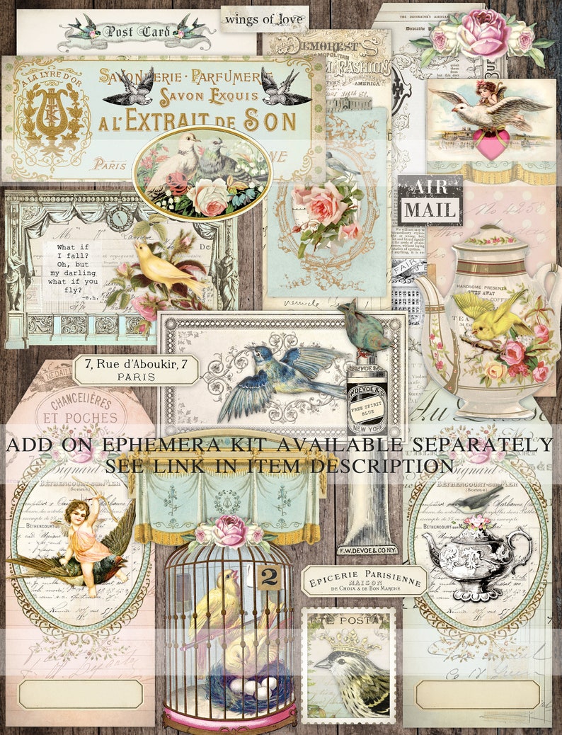 Birds Junk Journal Printable Kit Tall & Skinny Vintage Bird - Etsy