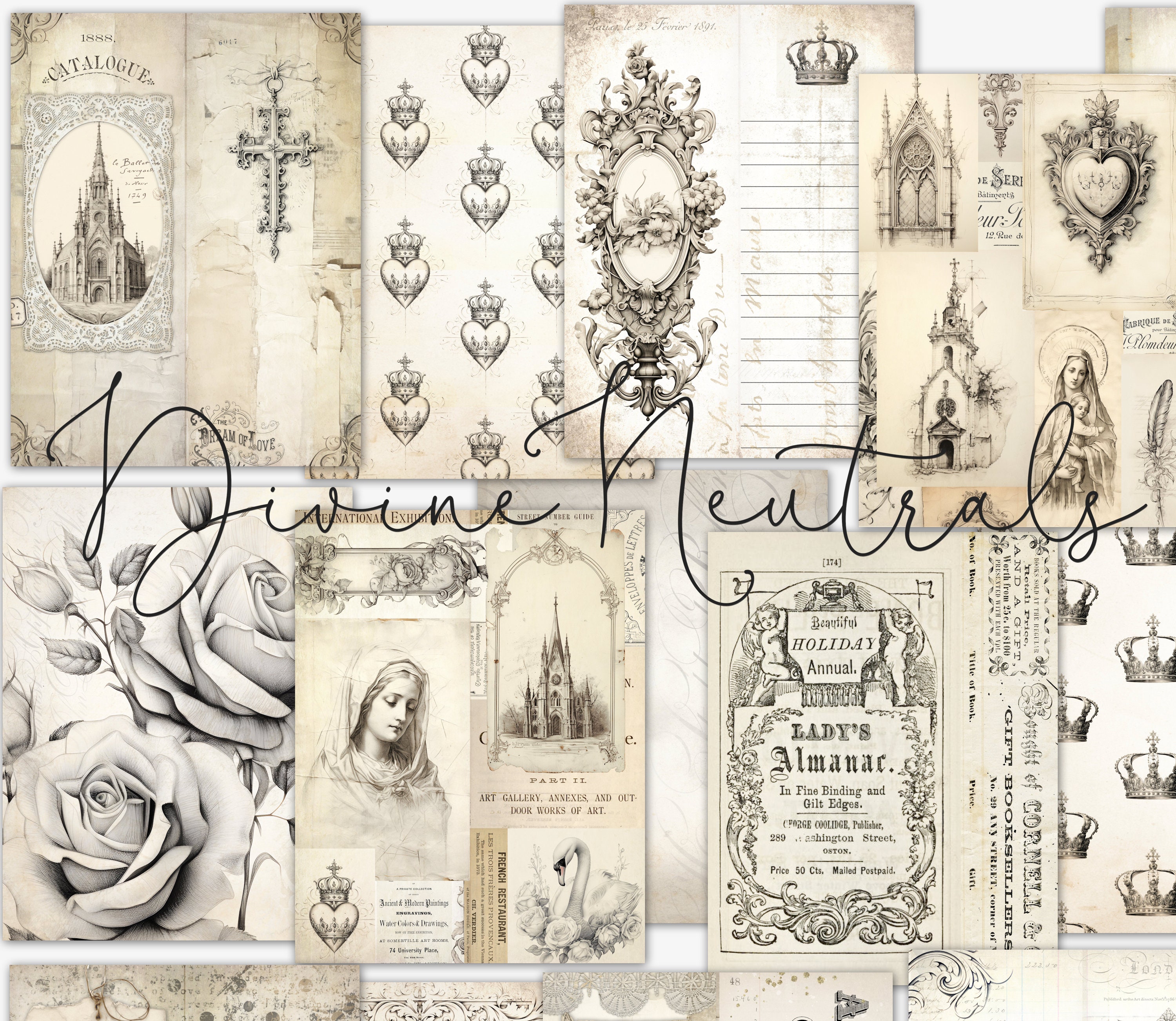Divine Neutrals Junk Journal Kit, Prayer Journal Pages, Printable Paper ...