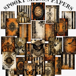 Spooky Season Printable Papers, Junk Journal Kit, Pages, Scrapbooking ...