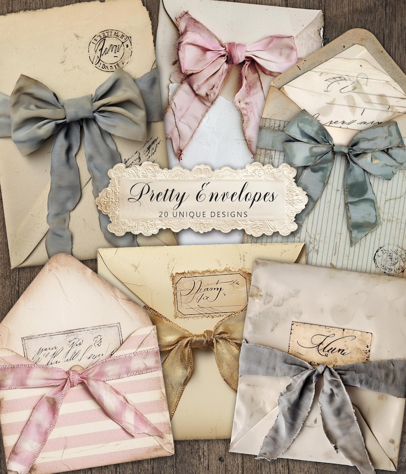 Pretty Envelopes, Printable Junk Journal Kit, Journaling Tags (DIGITAL ...
