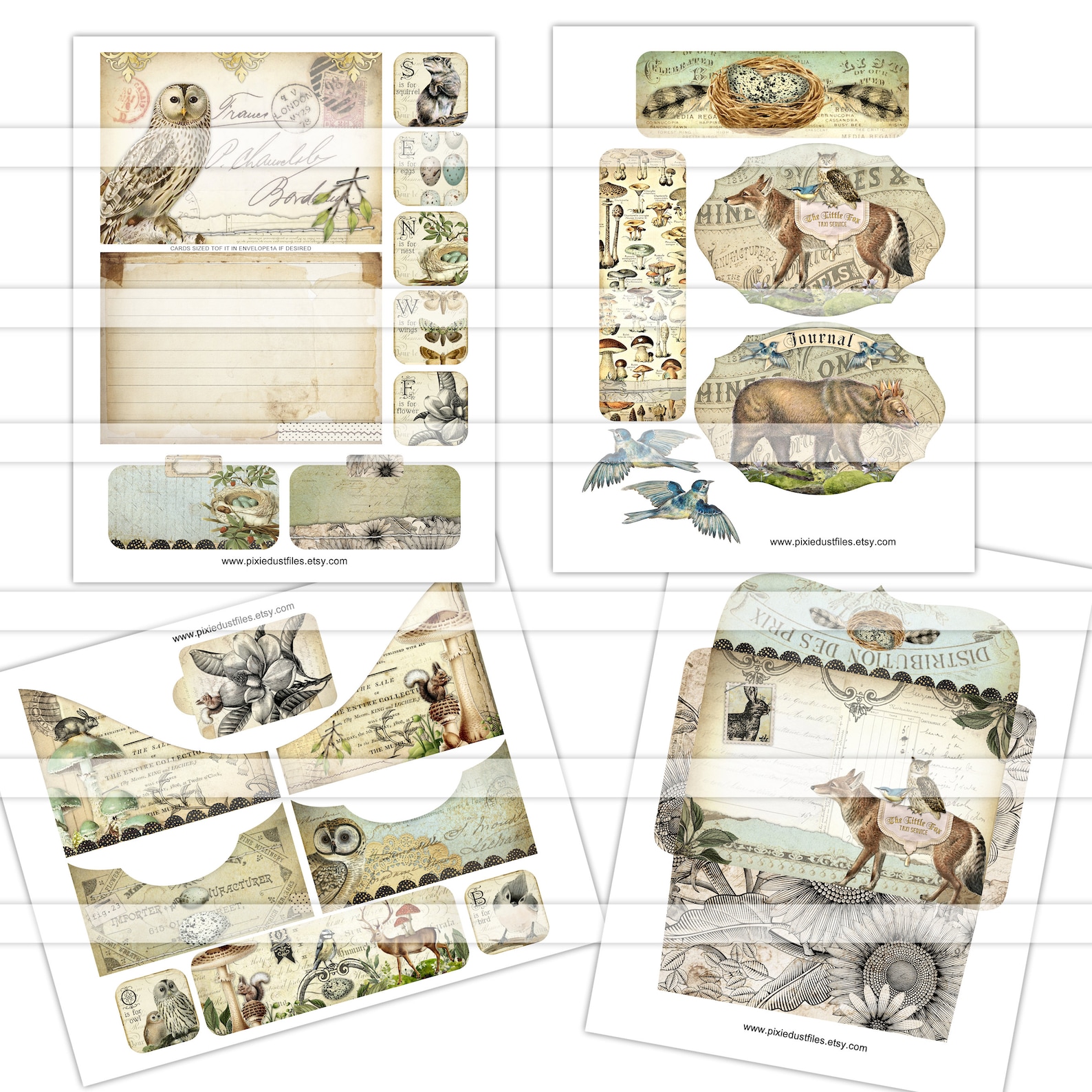 Printable Forest Junk Journal Kit Digital Papers Woodland - Etsy