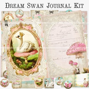 Dream Swan Junk Journal Kit, Printable Swan Papers, Digital Download ...