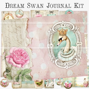 Dream Swan Junk Journal Kit, Printable Swan Papers, Digital Download ...