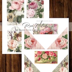 Rose Melody Junk Journal Printable, Vintage Botanical, Garden Roses ...