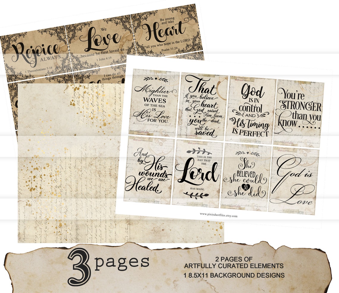 Printable Bible Versus - Digital Collage Sheet - Christian Prayer Cards ...