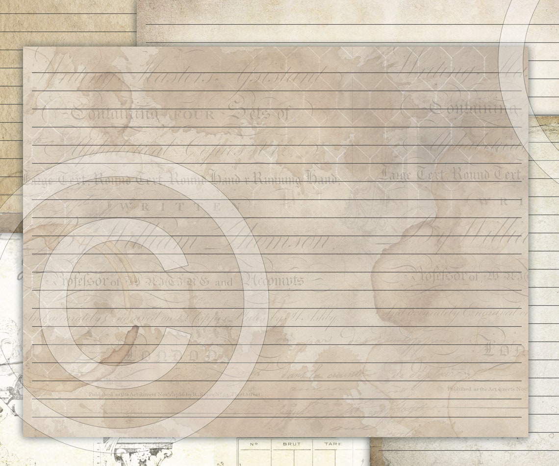 Printable Lined Journal Paper Pages Coffee Dyed Tea Stained - Etsy