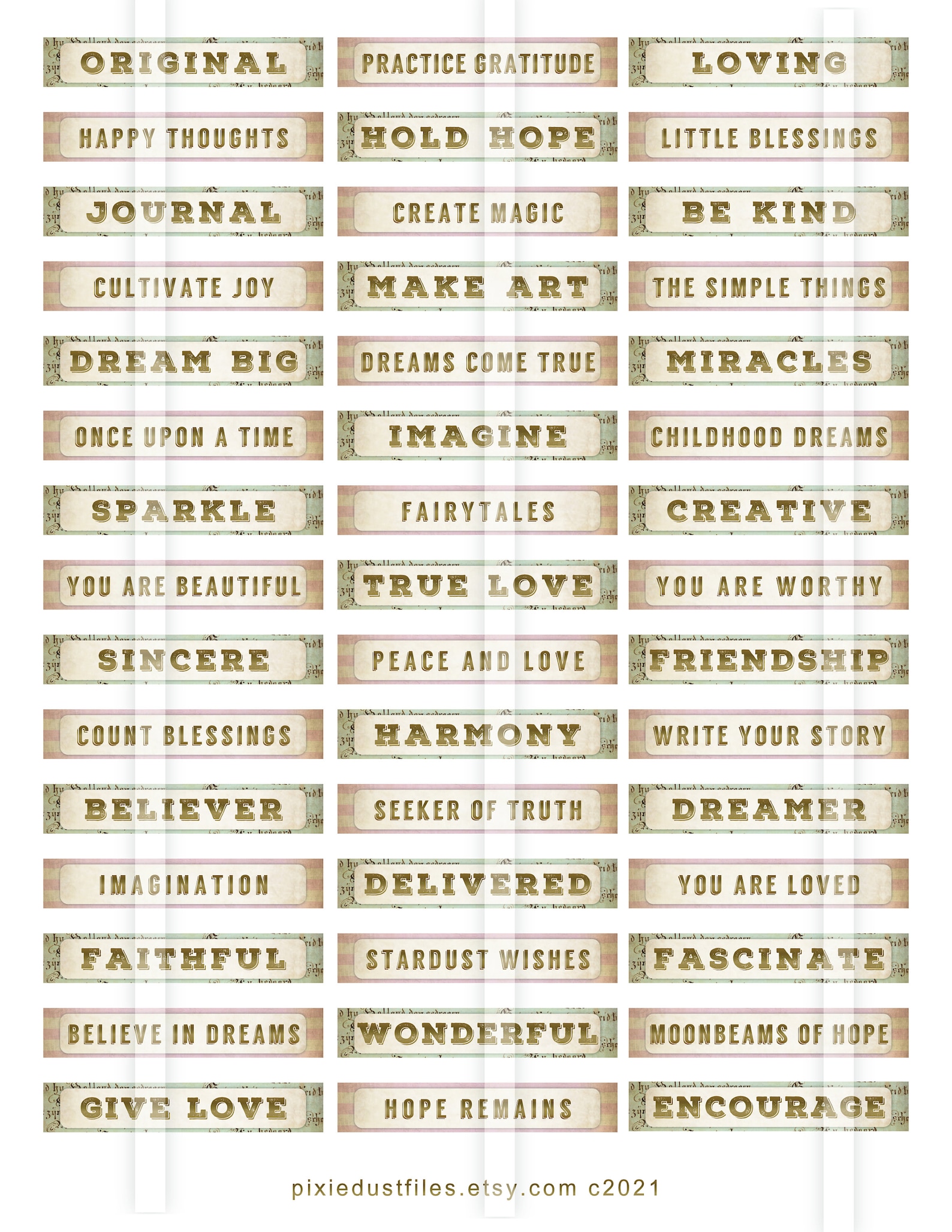 Junk Journal Words Quotes Printable Labels Positive - Etsy