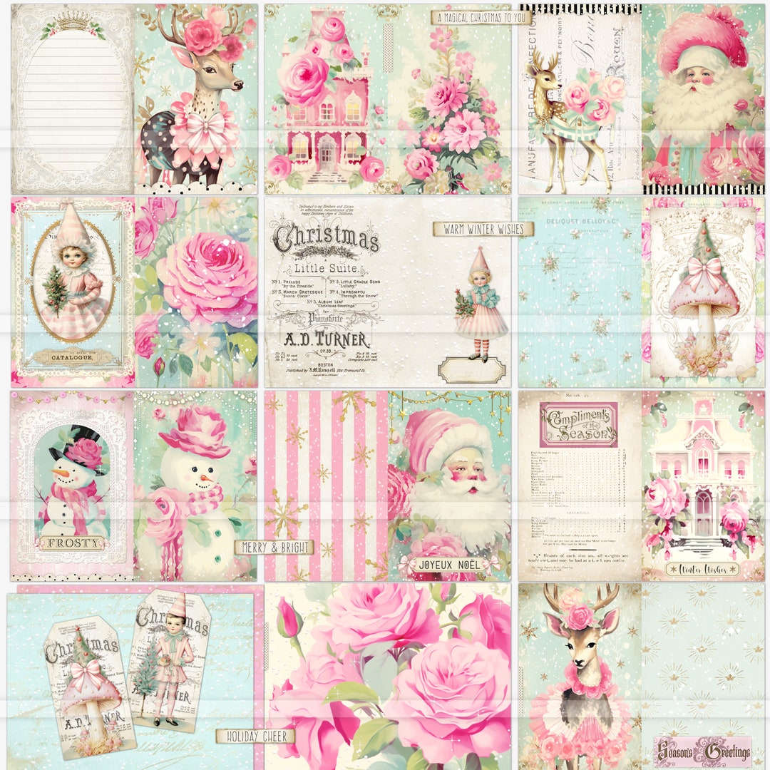 Shabby Chic Junk Journal Christmas Printable Kit, Junk Journal ...