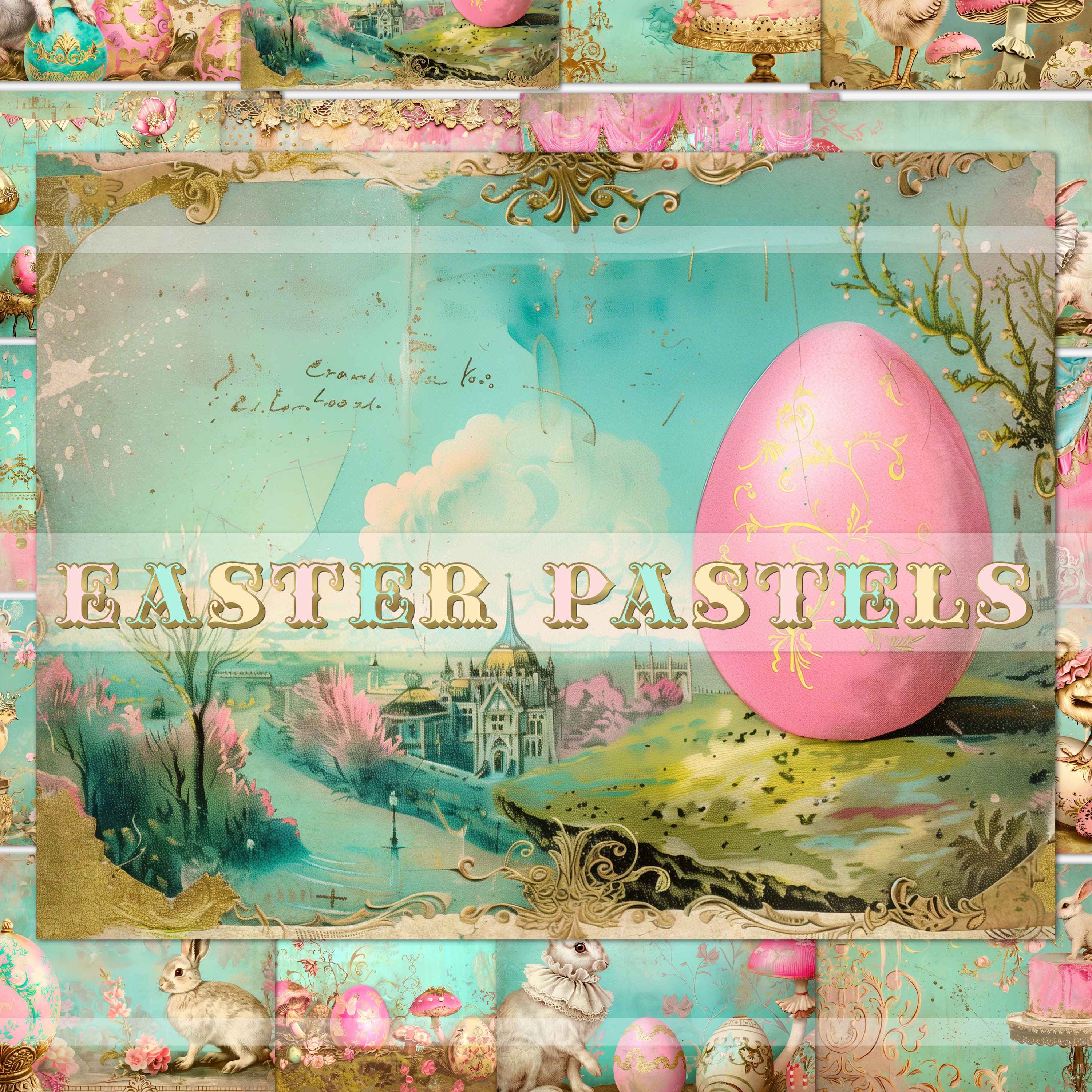 Easter Junk Journal Printable Kit, Foldable Landscape Pages, Vintage ...