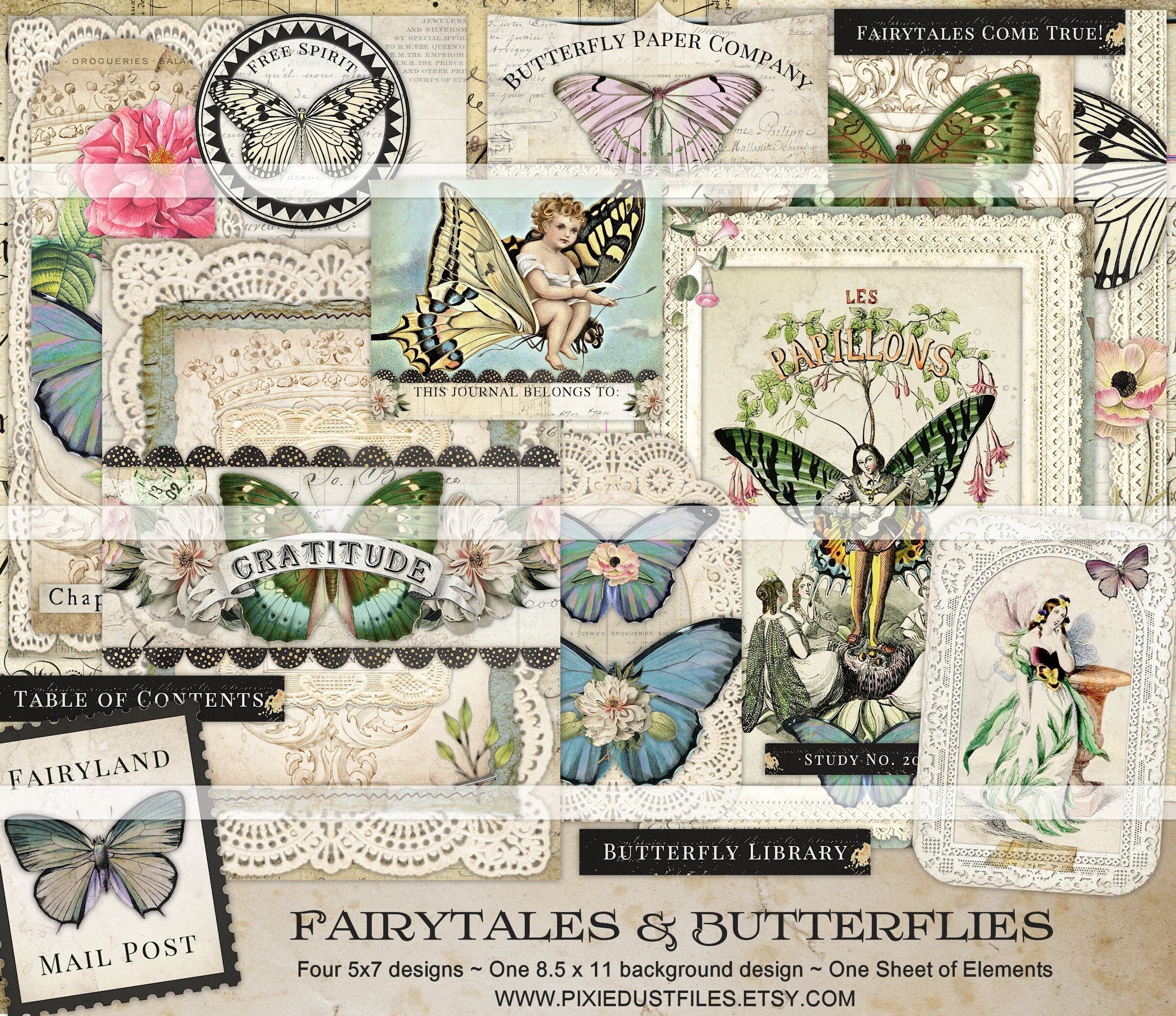 Fairy Junk Journal Kit, Printable Journal Pages, Cover, Vintage ...