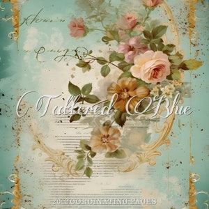 Tattered Blue Junk Journal Kit, Digital Papers, Blue Printable Journal ...